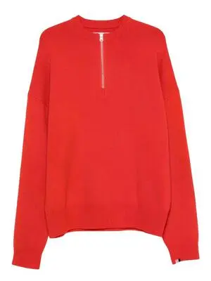 Extreme Cashmere Fine Knit Quarter-zip Sweater - Red