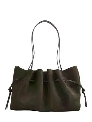 Yuzefi Scallop Suede Shoulder Bag Brown