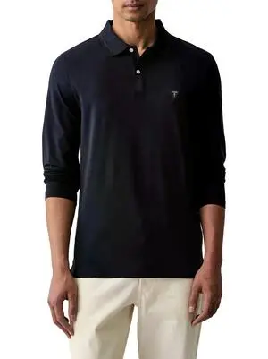 GUESS Logo-embroidered Long-sleeve Polo Shirt