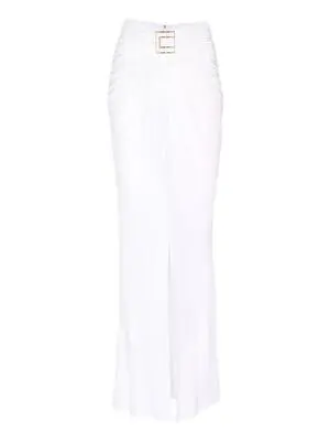 Elisabetta Franchi Logo Plaque Ruched Maxi Skirt - White