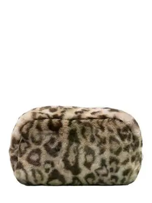 Apparis Apparis Leopard Print Faux Fur Makeup Bag Neutrals