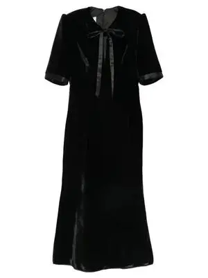 DE SANTIS DE SANTIS Velvet Midi Dress With Bow Detail