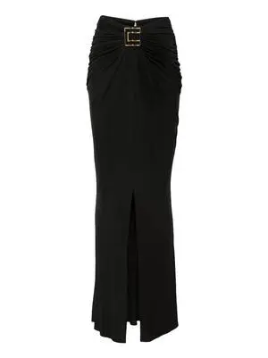 Elisabetta Franchi Elisabetta Franchi Ruched Logo-Plaque Skirt Black