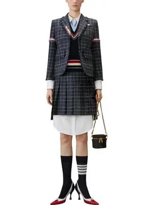 Thom Browne Windowpane Houndstooth Pleated Skirt - Blue