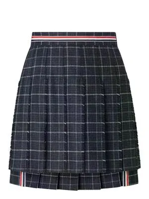 Thom Browne Windowpane Houndstooth Pleated Skirt - Blue