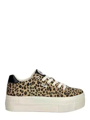 BUFFALO Paired Leopard-print Platform Sneakers - Brown