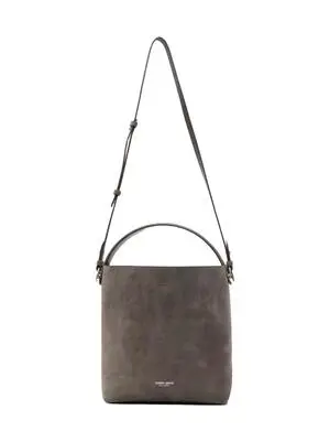 Giorgio Armani Suede Tote Bag With Logo Detail - Brown