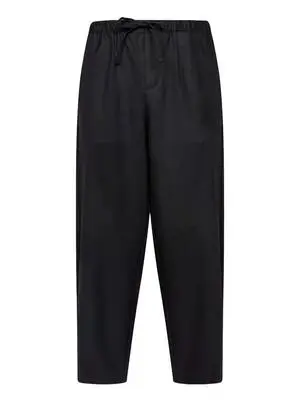 ROSE BURRITO Drawstring Waist Virgin Wool Trousers - Black