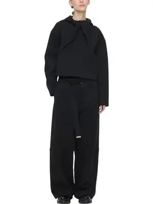 PLAN C Plan C Cropped Hoodie With Scarf Collar