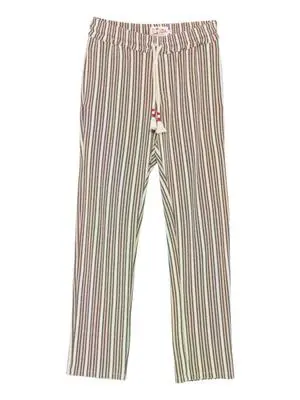 MC2 SAINT BARTH Calais Chevron-stripe Drawstring Trousers - Neutrals