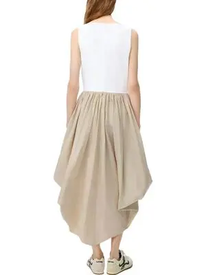 Loewe LOEWE Sleeveless Ruffled Asymmetric Draped Skirt Dress Neutrals