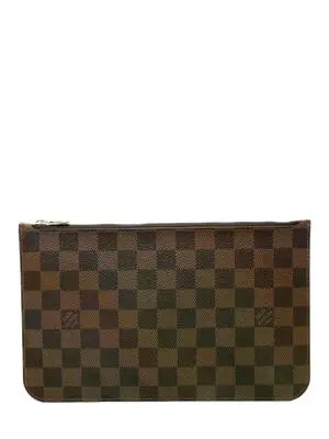 LOUIS VUITTON Damier Ebene Neverfull Pochette Clutch Bag - Brown
