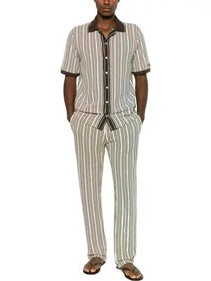 MC2 SAINT BARTH Marettimo Striped Knit Polo Shirt - Neutrals