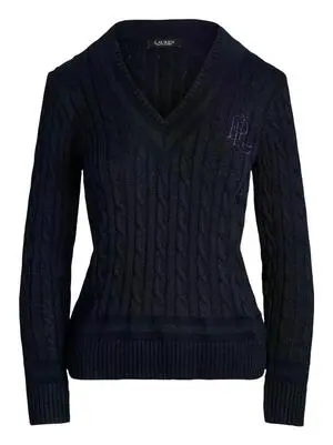 Ralph Lauren Cable Knit V-neck Sweater - Blue