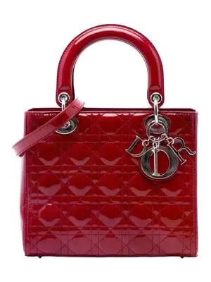 Dior 2013 Medium Patent Cannage Lady Satchel - Red