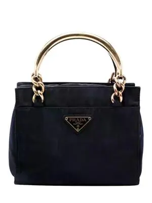 Prada Tessuto Metal Handle Bag Handbag - Blue