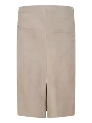 Stouls Stouls Ruched Suede Midi Skirt Neutrals