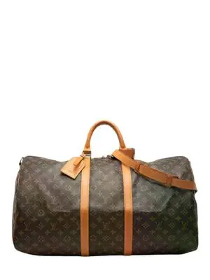 LOUIS VUITTON Monogram Keepall Bandouliere 55 Travel Bag - Brown
