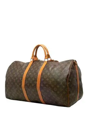 LOUIS VUITTON Louis Vuitton Monogram Keepall Bandouliere 55 Travel Bag Brown