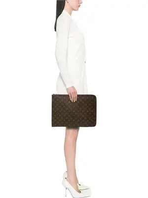 LOUIS VUITTON Monogram Document Portfolio Business Bag - Brown