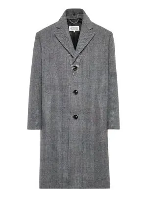 MAISON MARGIELA Checked Frayed Detail Coat - Grey