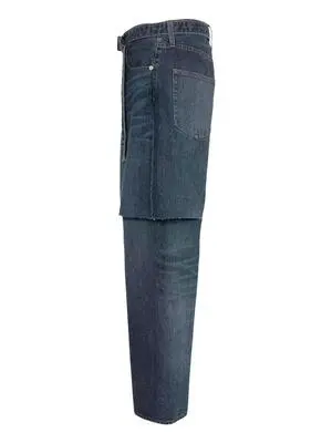 Sacai Layered Detail Belted Jeans - Blue