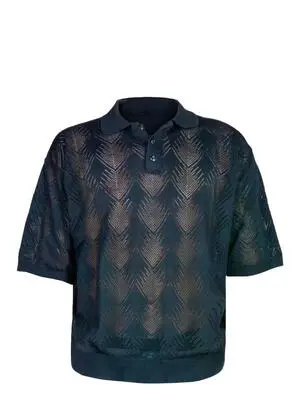 OFFICINA36 Chevron-knit Polo Shirt - Blue