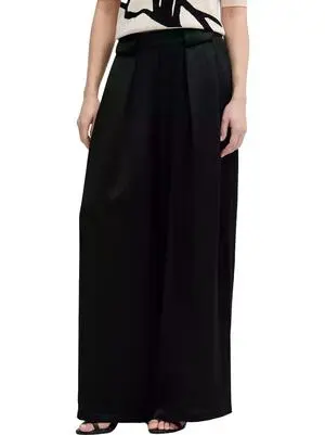 Dkny Palazzo Pants With Pleats And Elastic Waistband - Black