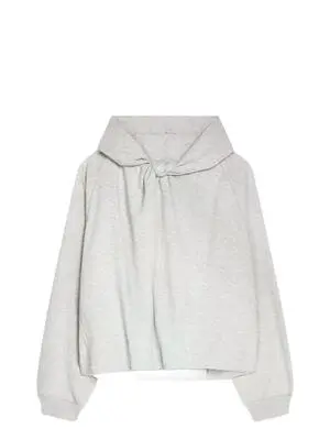 Dries Van Noten Mélange Cotton Oversized Hoodie With Knot Detail - Grey