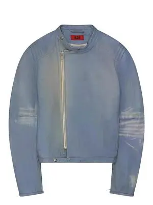424 Bleached-effect Leather Jacket - Blue