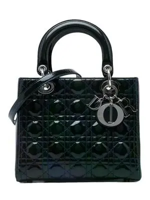 Dior Medium Patent Cannage Lady Satchel - Blue