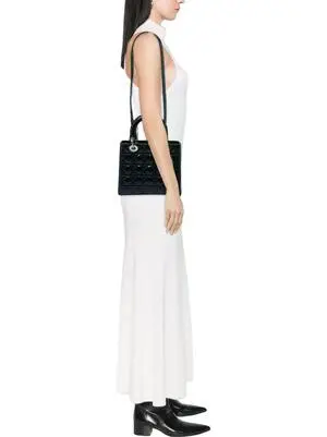 Dior Medium Patent Cannage Lady Satchel - Blue