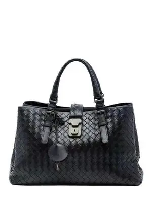 Bottega Veneta Small Nappa Intrecciato Roma Satchel - Black