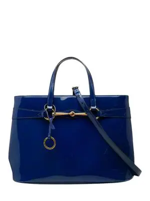 Gucci Patent Bright Bit Satchel - Blue