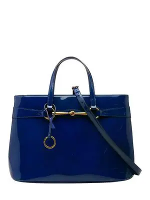 Gucci Patent Bright Bit Satchel - Blue