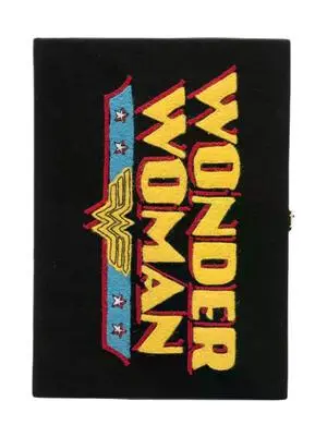 OLYMPIA LE-TAN Wonder Woman Embroidered Clutch Bag Black