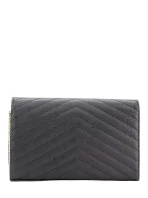 Saint Laurent Matelasse Chevron Leather Crossbody Bag - Black