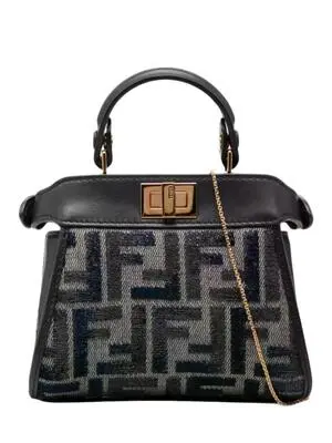 Fendi 2010-2026 Nano Zucca Chenille Peekaboo Satchel - Grey