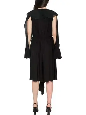 ALAINPAUL Ruffled Tiered-sleeve Midi Dress - Black