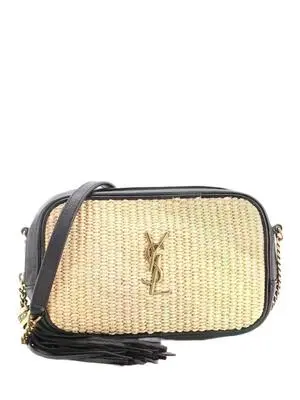 SAINT LAURENT Lou Camera Bag Woven Raffia Mini Crossbody Bag