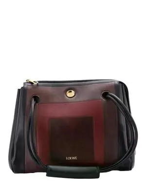 Loewe Loewe X Albers Madrid Leather Medium Shoulder Bag Black