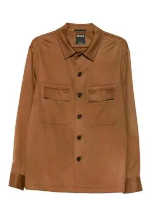 Zegna Button-fastening Flap-pocket Shirt - Brown