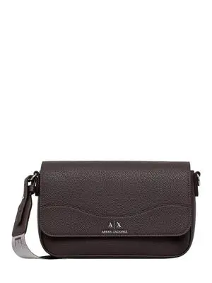 Armani Exchange Armani Exchange Textured Crossbody Bag With Logo Print Strap Brown