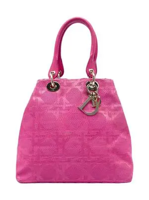 Dior 2008 Small Canvas Cannage Lady Soft Shopping Tote Bag - Pink