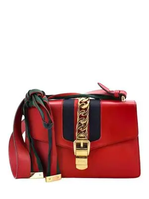 Gucci Sylvie Leather Small Shoulder Bag - Red