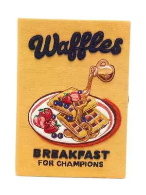OLYMPIA LE-TAN Waffles Breakfast For Champions Embroidered Clutch Bag Yellow