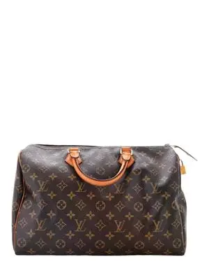 LOUIS VUITTON Speedy Monogram Canvas 35 Satchel Handbag - Brown