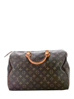 LOUIS VUITTON Speedy Monogram Canvas 35 Satchel Handbag - Brown