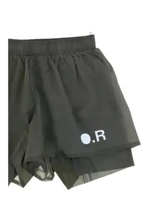 OPTIMISTIC RUNNERS Logo-print Layered Shorts - Grey