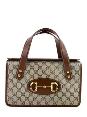Gucci Horsebit 1955 Boston Bag Gg Coated Canvas Small Satchel - Brown
